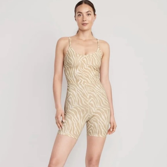 Old Navy | Tops | Old Navy Powerchill Zebra Stripe Tan White Racerback ...